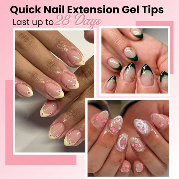 LIDUI-Extra Short Almond Nail Tips, No File Gel Nail Tips with Tip ...