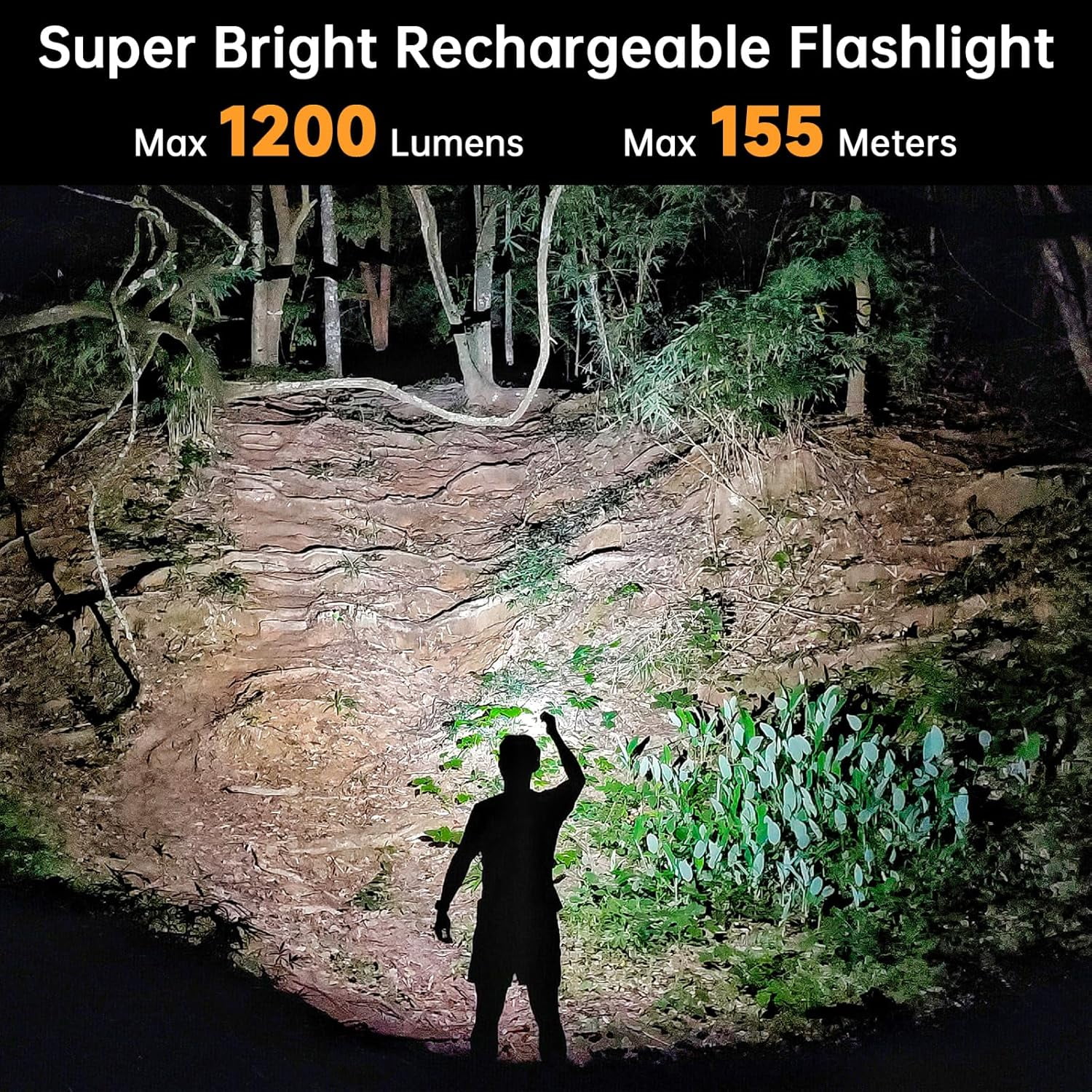 LIDUI-FC11C Led Flashlight Rechargeable High Lumen 1200, Small Powerful ...