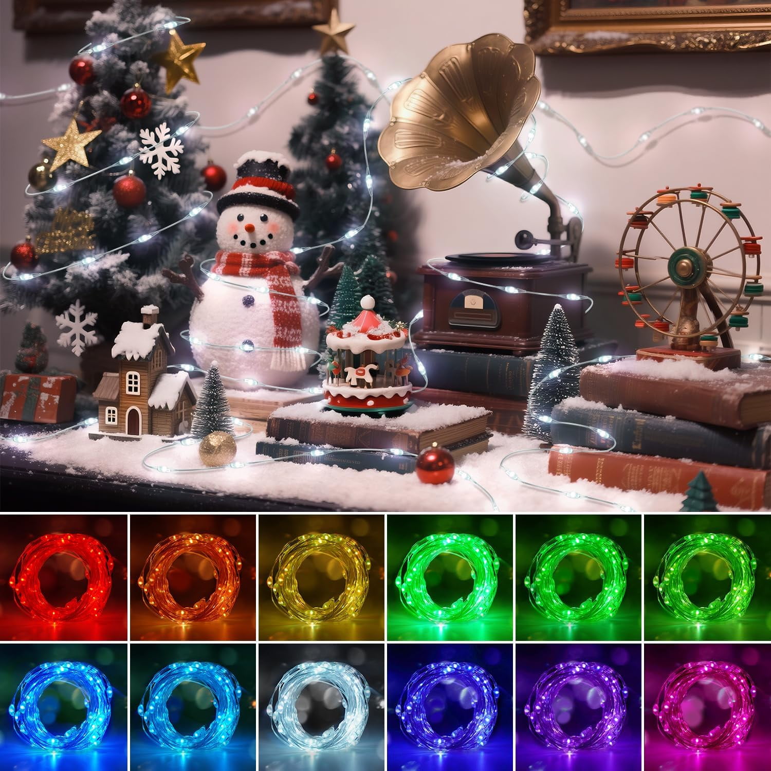 LIDUI-Fairy Lights Plug in, 16 Color Changing, 40ft 120 LED Twinkle ...