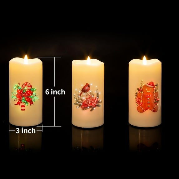 LIDUI-Fiber Optic Christmas Flameless Candles with Remote, Flickering ...