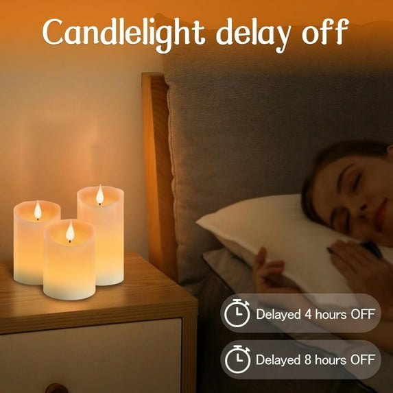 LIDUI-Flameless Candle RGB Set, Flickering LED Pillar Real Wax Candle ...