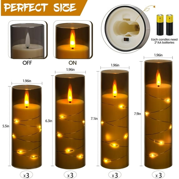 LIDUI-Flameless Candles with Recessed String Light, Battery Operated ...