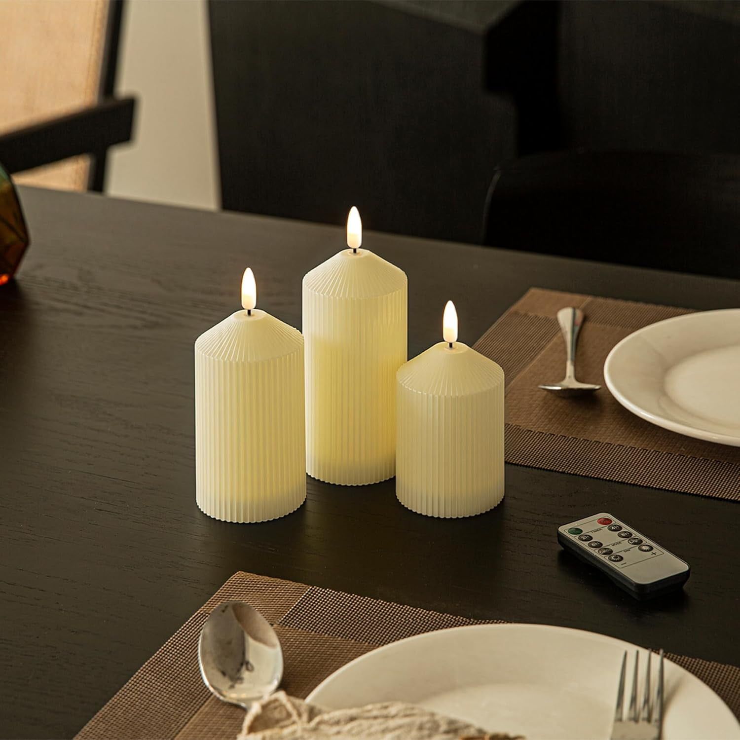 LIDUI-Flameless Candles with Remote, 3 Pack Battery Operated Candles ...