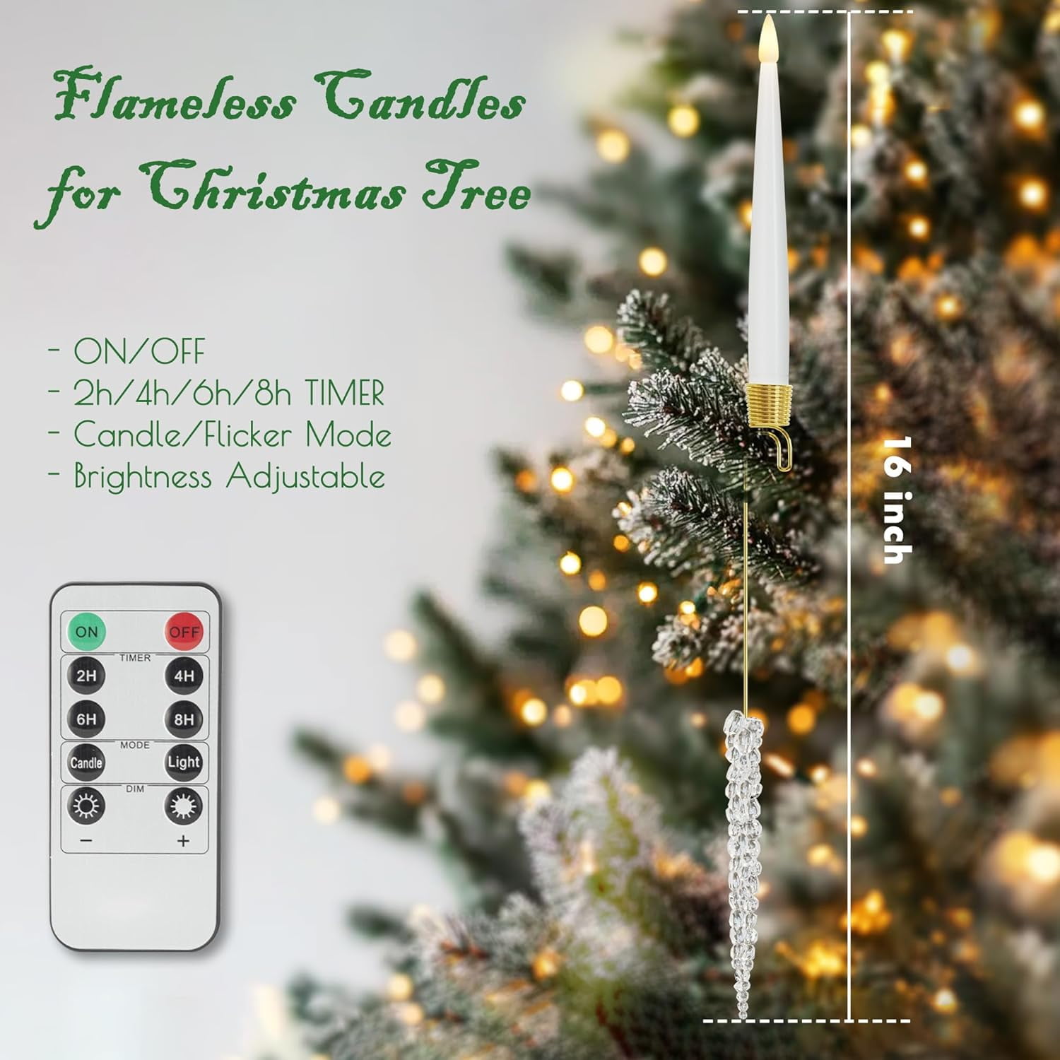 LIDUI-Flameless Christmas Tree Candles with Remote, 12 Pack Battery ...