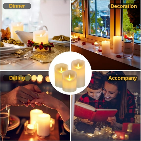LIDUI-Flameless LED Candles 4" 5" 6" Set of 3 Dripless Real Wax Pillars ...