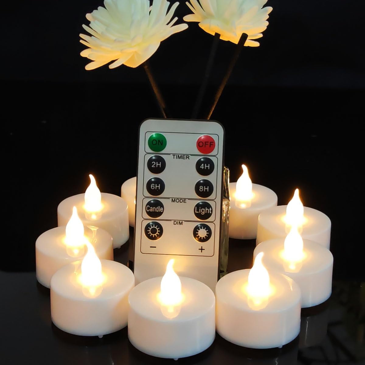 LIDUI-Flameless Led Tea Lights Candle with Remote Control,Long Lasting ...