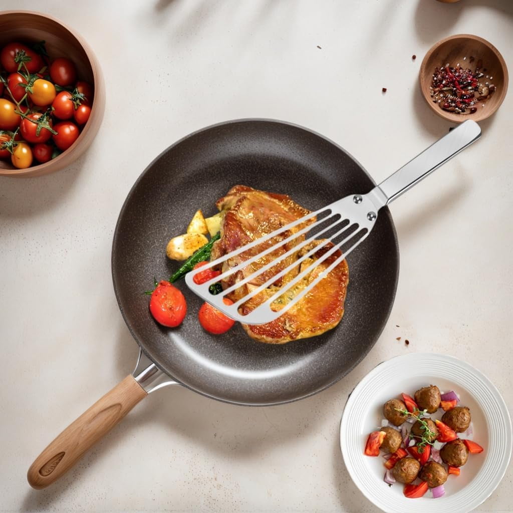 LIDUI-Flexible Fish Spatula Stainless Steel -Slotted Thin Egg Flipper ...
