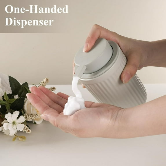 LIDUI-Foaming Soap Dispenser Set - Grey Ceramic Foam Hand Soap ...