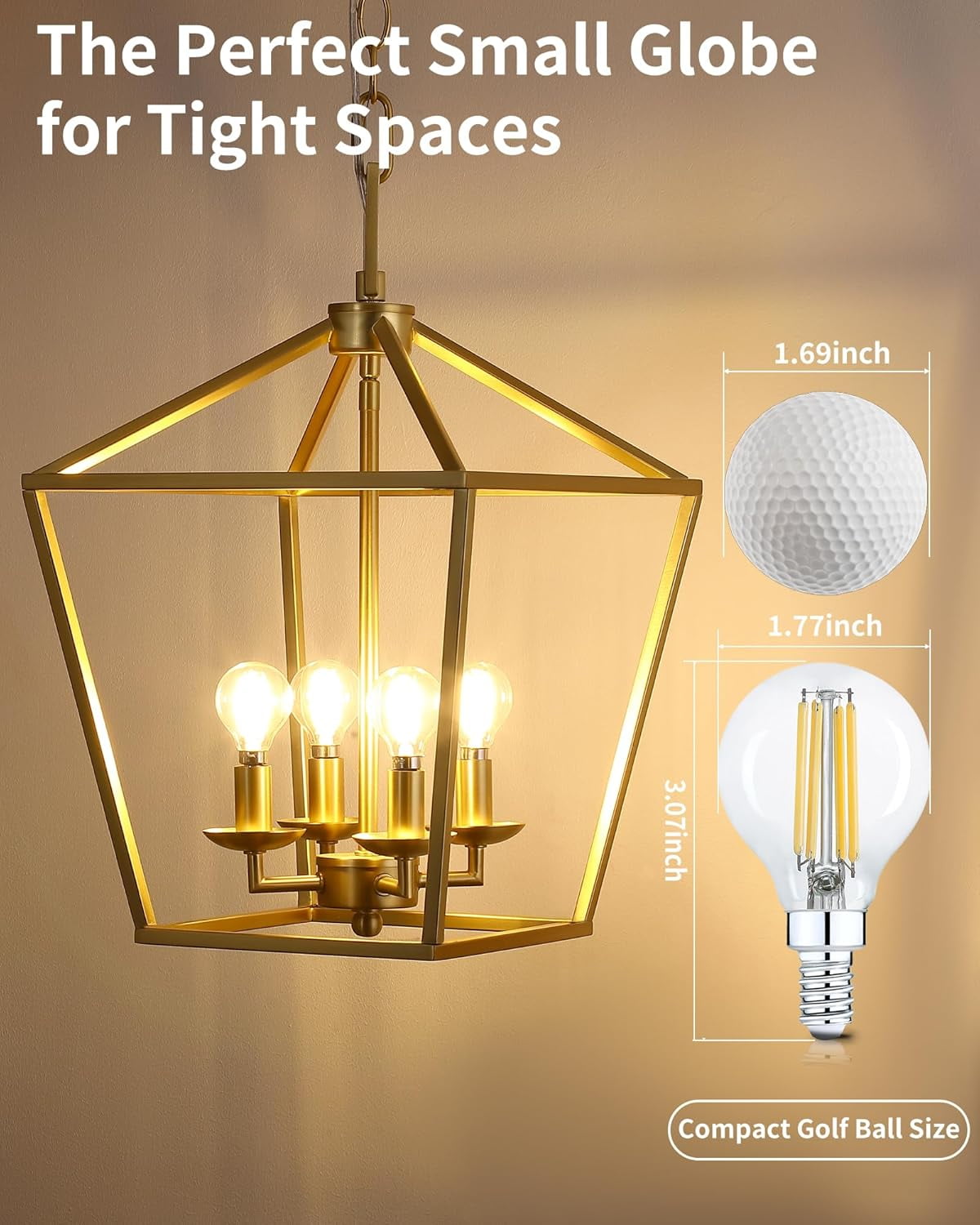 LIDUI-G16.5 Round Candelabra Bulbs 60 Watt Equivalent, Dimmable E12 ...
