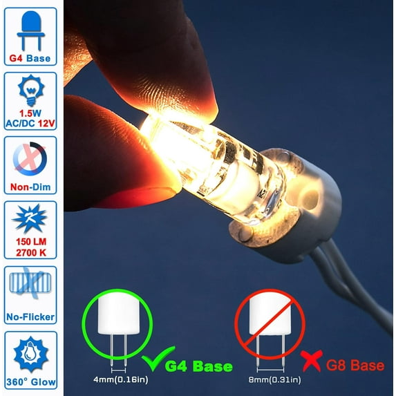 LIDUI-G4 LED Bulbs 10W-20W T3 Halogen 12V Landscape Replacement, JC Bi ...