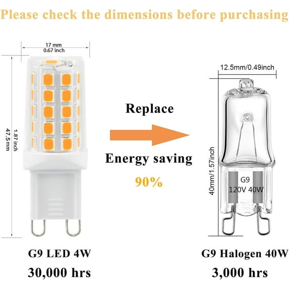 LIDUI-G9 LED Bulb, Dimmable 40W T4 G9 Bulb Halogen Equivalent, Soft ...