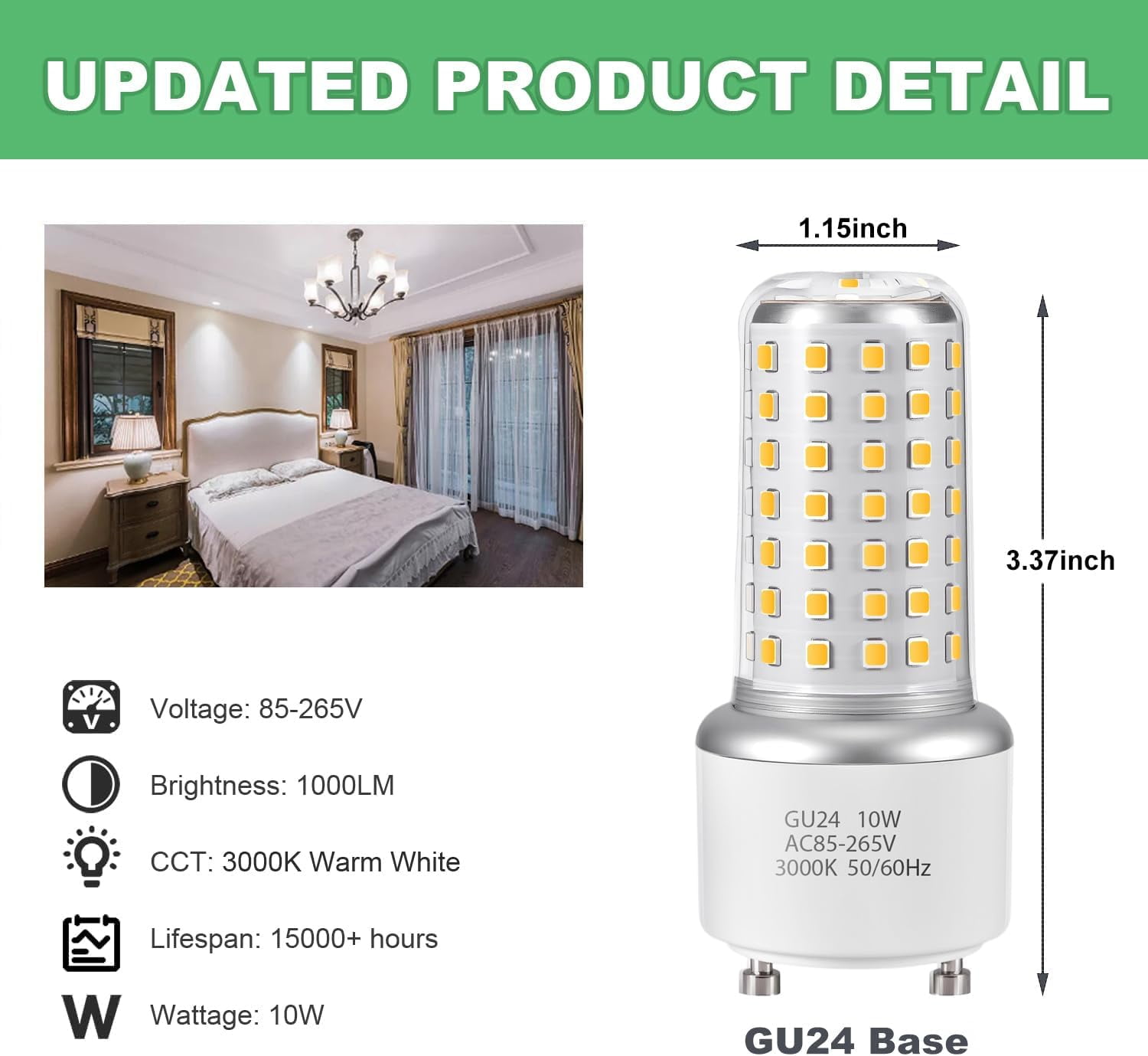 LIDUI-GU24 LED Light Bulb - Warm White 3000K 100W Equivalent, Twist and ...