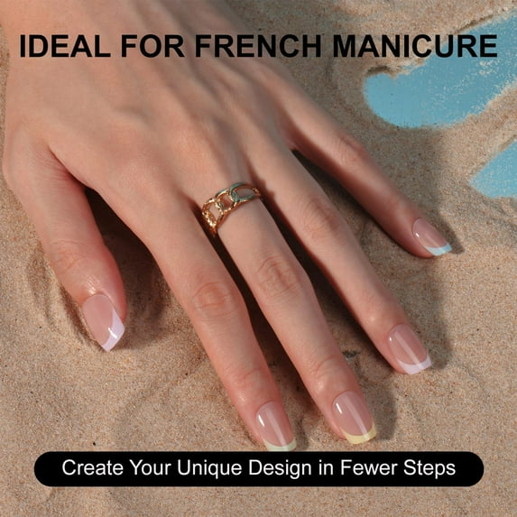 LIDUI-Gel French Tip Nails Short Square French Tip Press on Nails White ...