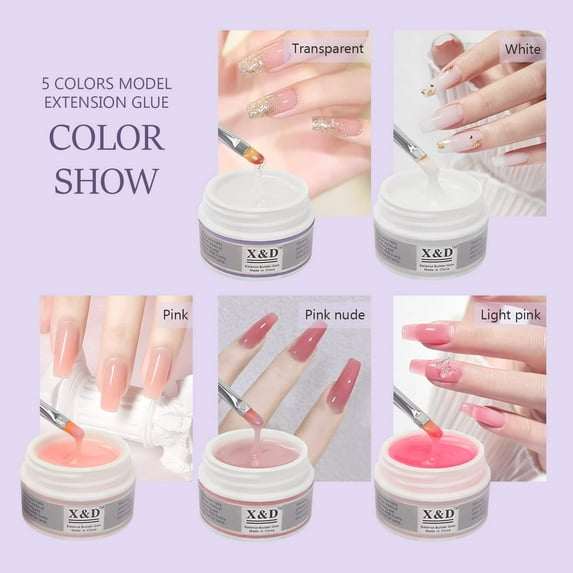 LIDUI-Gel Nail Polish Kit Polygel Quick Dry Natural Clear 5 Colors Nail ...