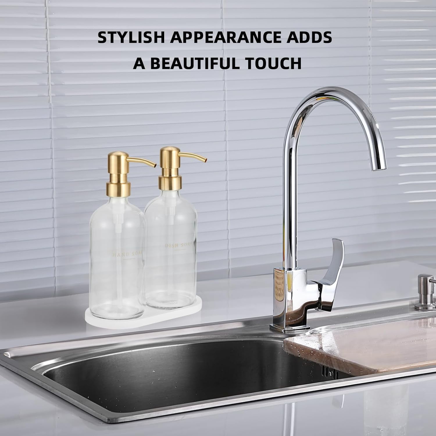 LIDUI-Glass Soap Dispenser - Dish Hand Soap Dispenser Set for Kitchen ...