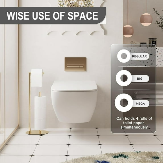 LIDUI-Gold Freestanding Toilet Paper Holder with Reserve for Bathroom ...