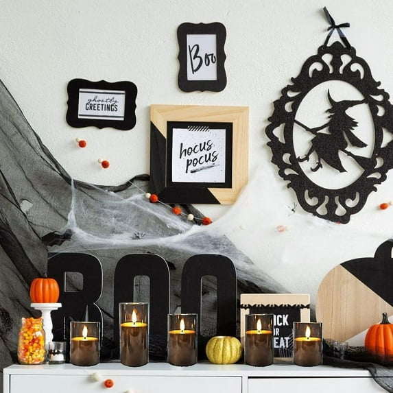 LIDUI-Gray Flickering Flameless Candles, Battery Operated Acrylic LED ...