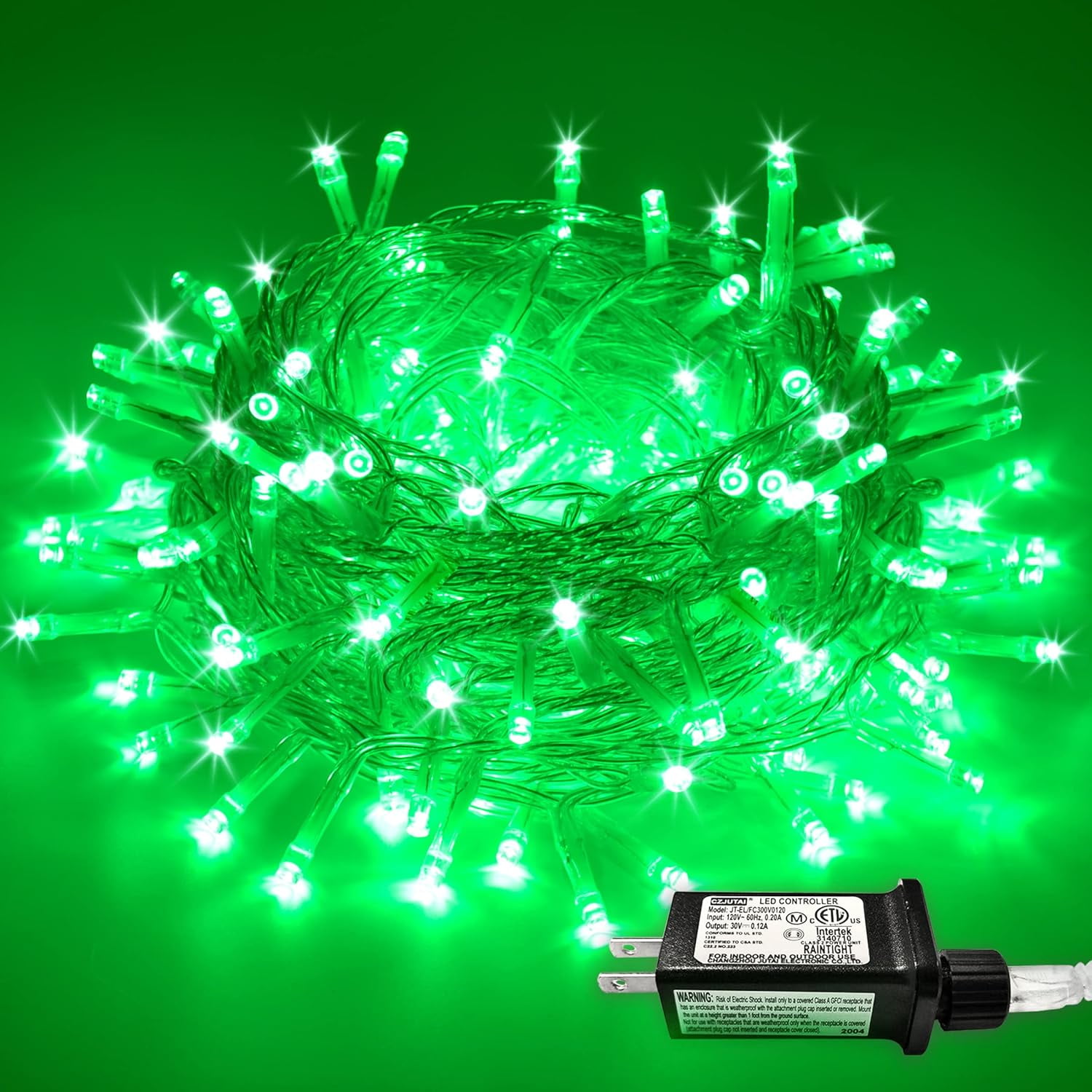 LIDUI-Green Christmas Lights Clear Wire, 66ft 200 LED Green Lights for ...