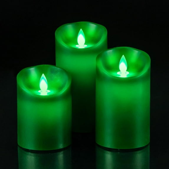 LIDUI-Green Flame Candles (Green LED Light Source), Moving Wick Design ...
