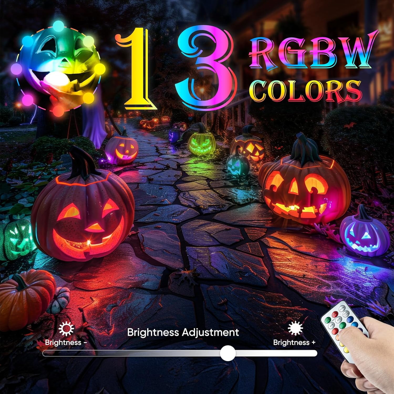 LIDUI-Halloween Bright LED Pumpkin Lights, Color Changing with Remote ...