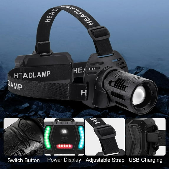 LIDUI-Headlamps USB Rechargeable LED Head Lamp, Multi-Color Lights ...