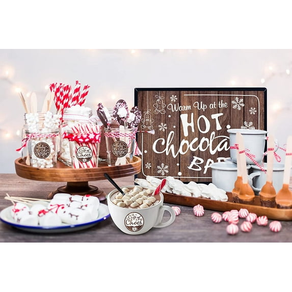 LIDUI-Hot Chocolate Bar Kit Sign Board with Stand,Labels Tags,Table ...