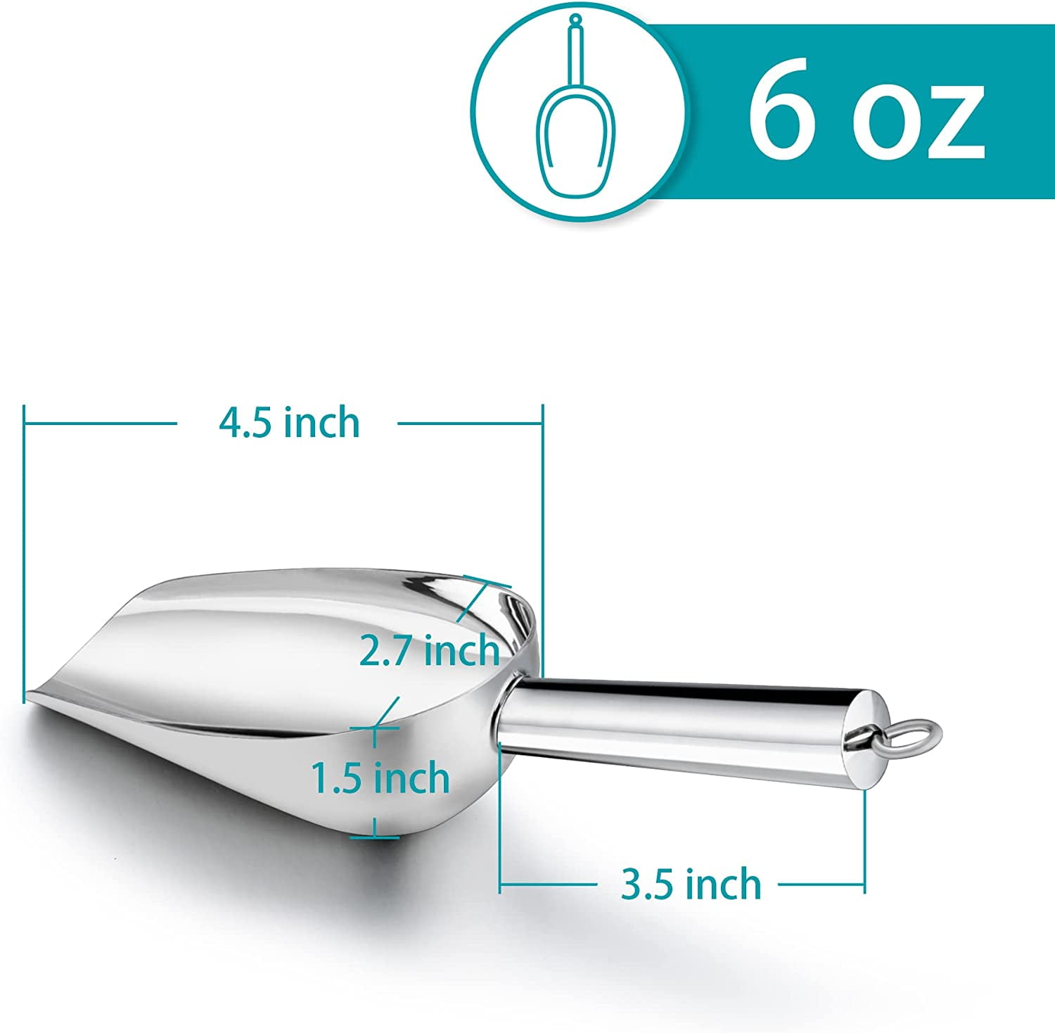 LIDUI-Ice Scoop for Freezer, 6 Ounce Stainless Steel Ice Scoop, Small ...