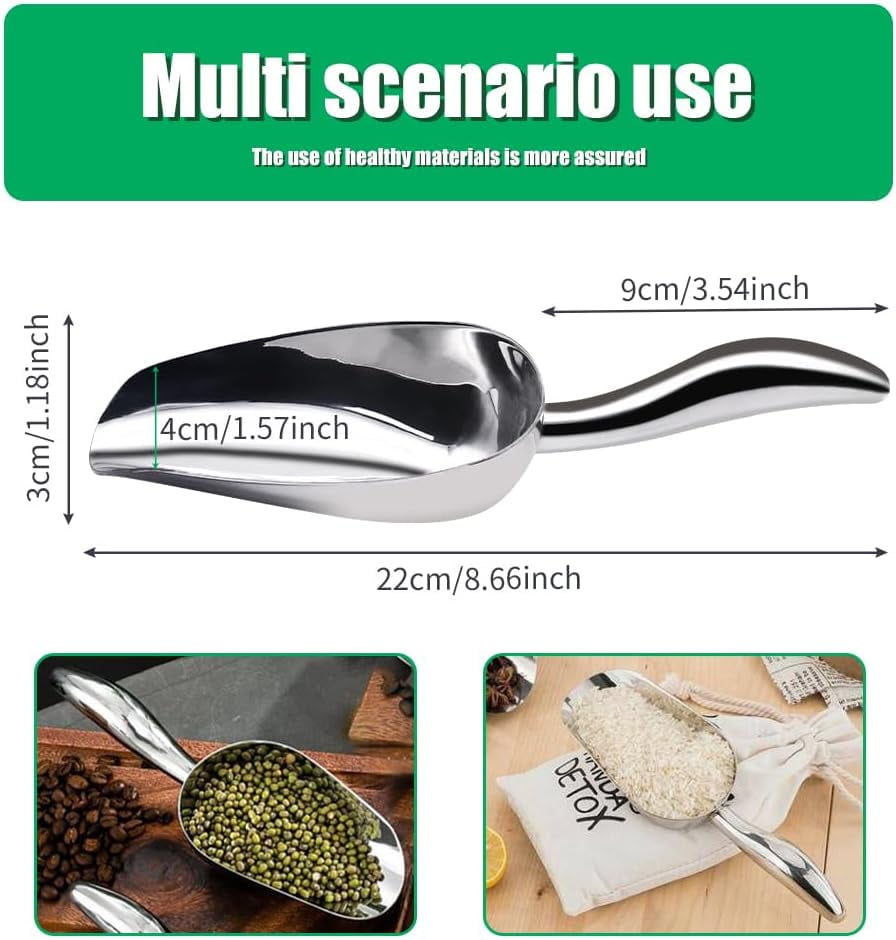 LIDUI-Ice Scoop for Freezer Stainless Steel Ice Flour Utility Scoop for ...