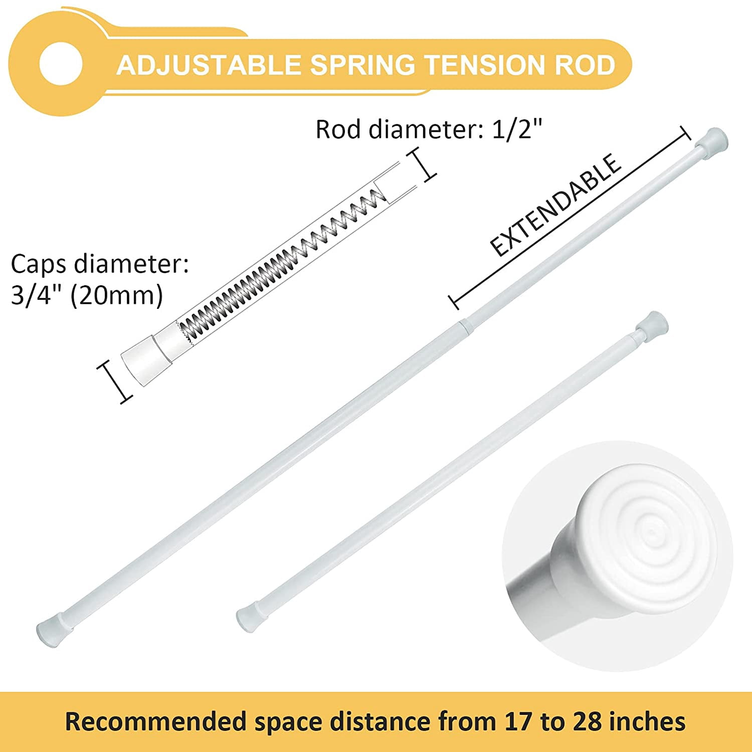 LIDUI-KXLife 6Pcs Spring Small Tension Rod Window Curtains Rod ...
