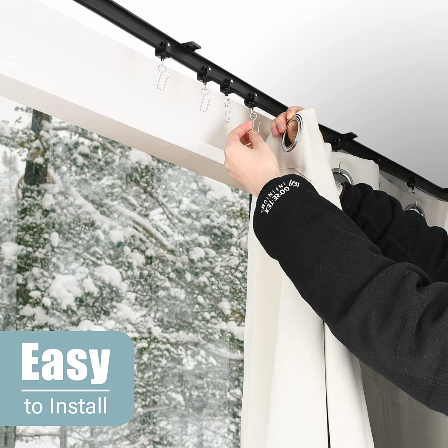 LIDUI-KXLife Black Flexible Ceiling Curtain Track, Ceiling Track ...