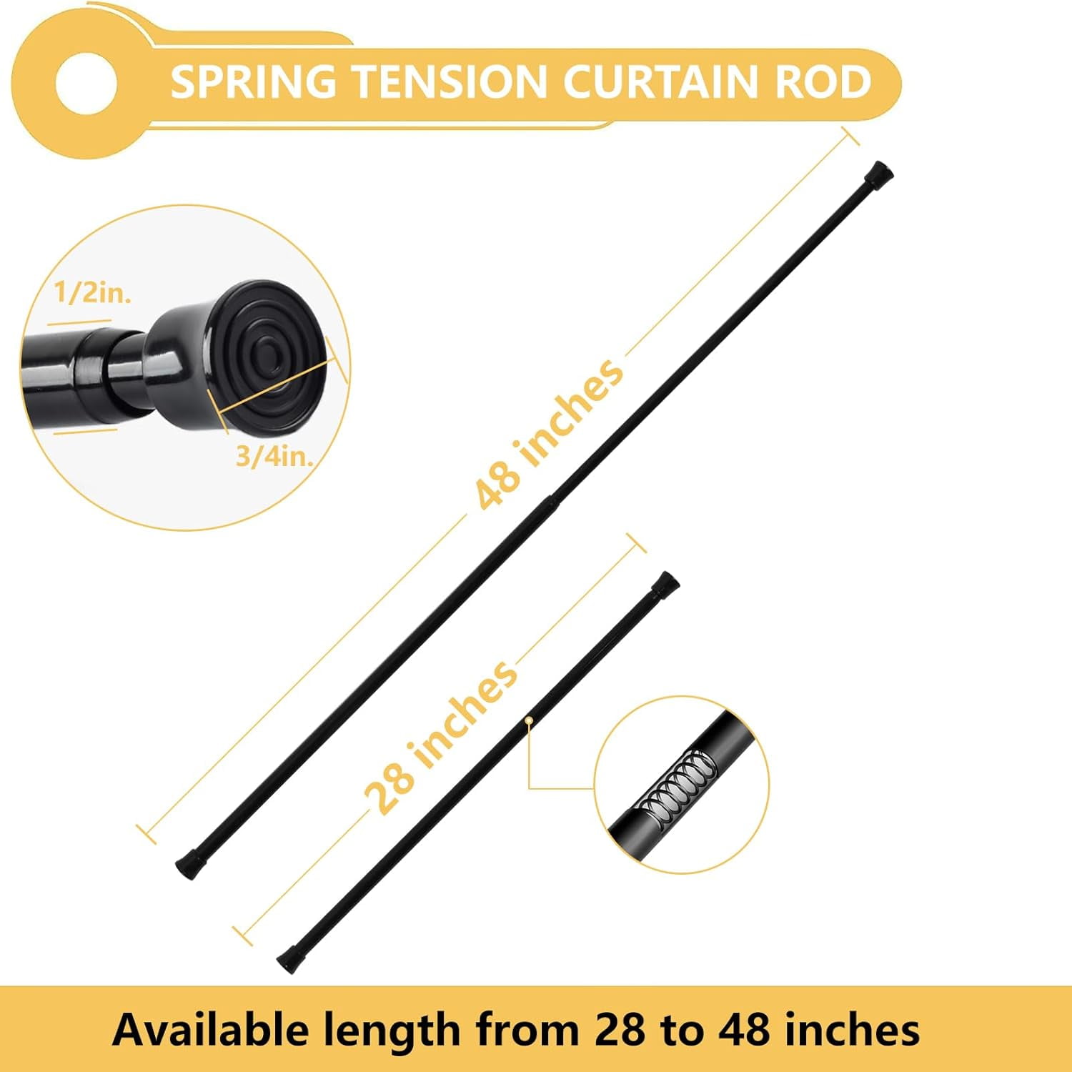 LIDUI-KXLife Small Spring Tension Curtain Rod, Adjustable Spring ...