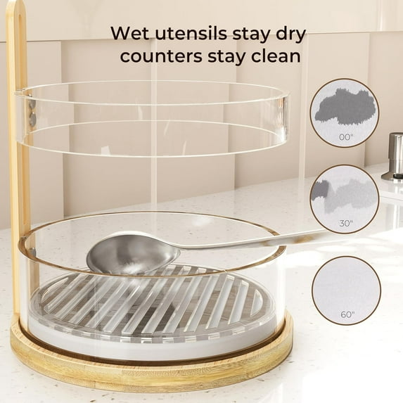 LIDUI-Kitchen Utensil Holder, Height-adjustable Cooking Utensil Crocks ...