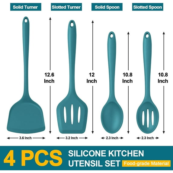 LIDUI-Kitchen Utensil Set, 4 Pieces Non-stick Silicone Cooking Utensils ...