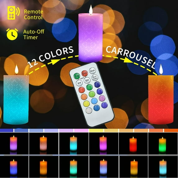 LIDUI-LED Color Changing Candle with Remote Timer 6\u201d Electric ...