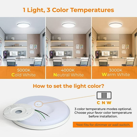 LIDUI-LED Flush Mount Ceiling Light, 9 Inch 18W 3000K/4000K/5000K ...