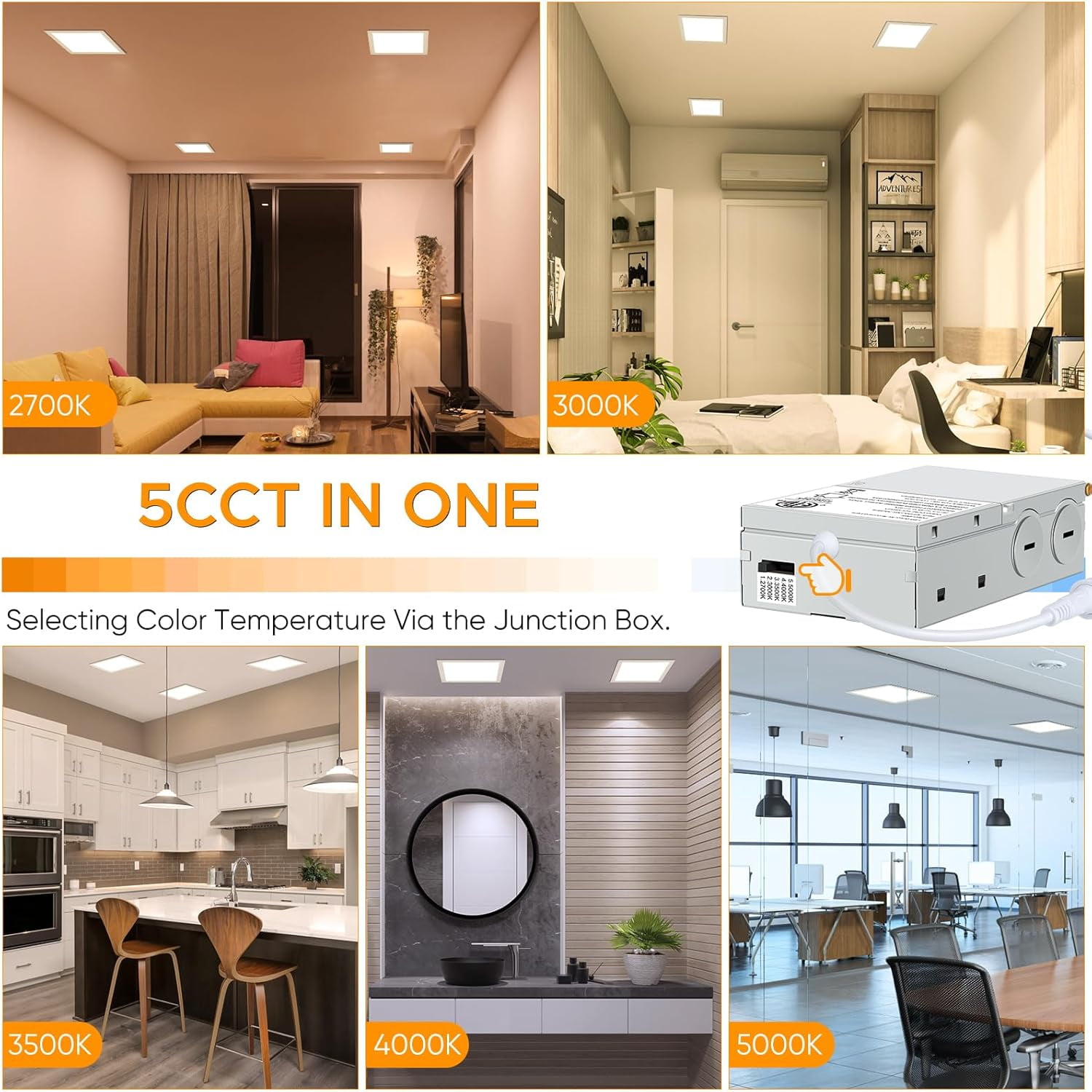 LIDUI-LED Square Recessed Lighting 11 Inch Ultra-Thin, 24W 1920lm ...