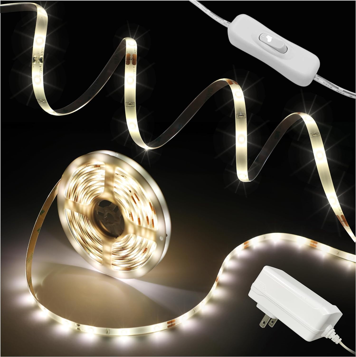 LIDUI-LED Strip Lights, 16.4 FT LED Light Strip with ETL 12V DC Adapter ...