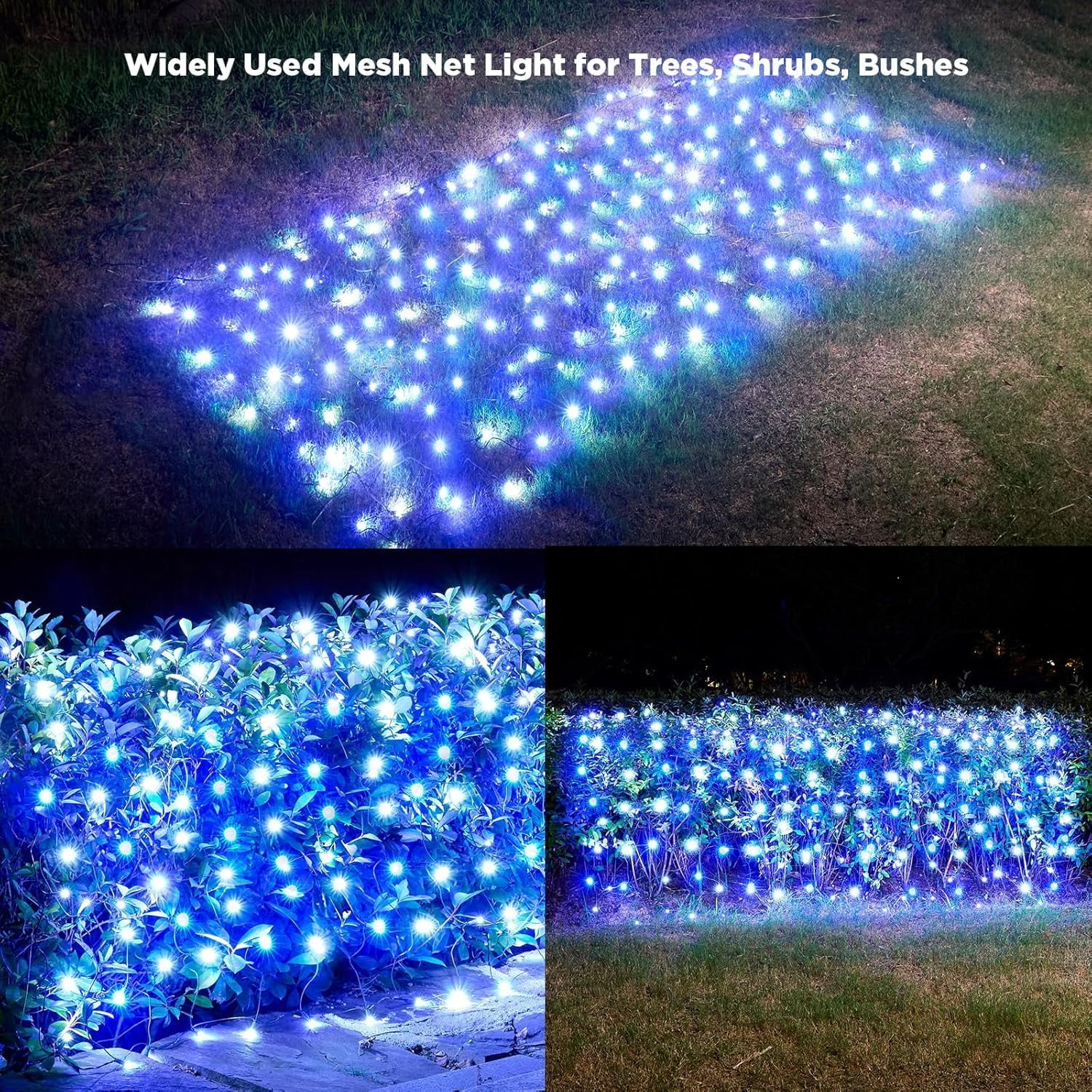 LIDUI-Led Christmas Net Lights Outdoor Christmas Bushes Lights 120Led ...