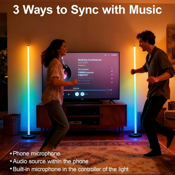 LIDUI-Led Corner Floor Lamp USB Powered with App & Remote Control, IC ...