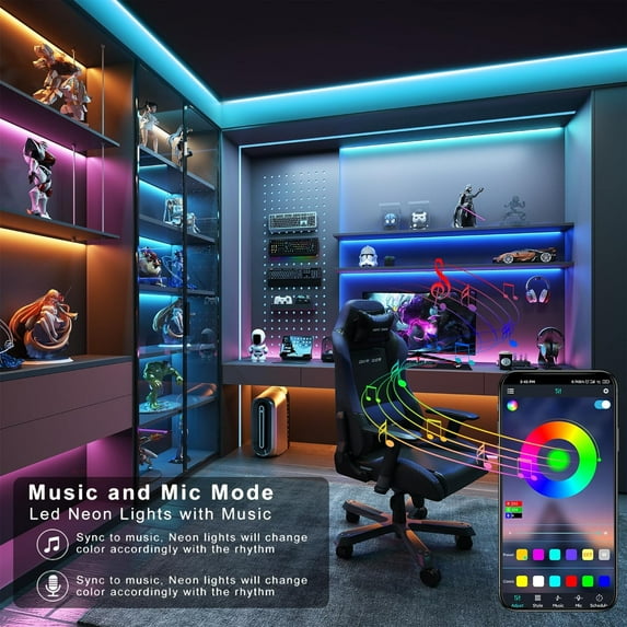 LIDUI-Led Lights for Bedroom 100FT Music Sync Color Changing Led Strip ...