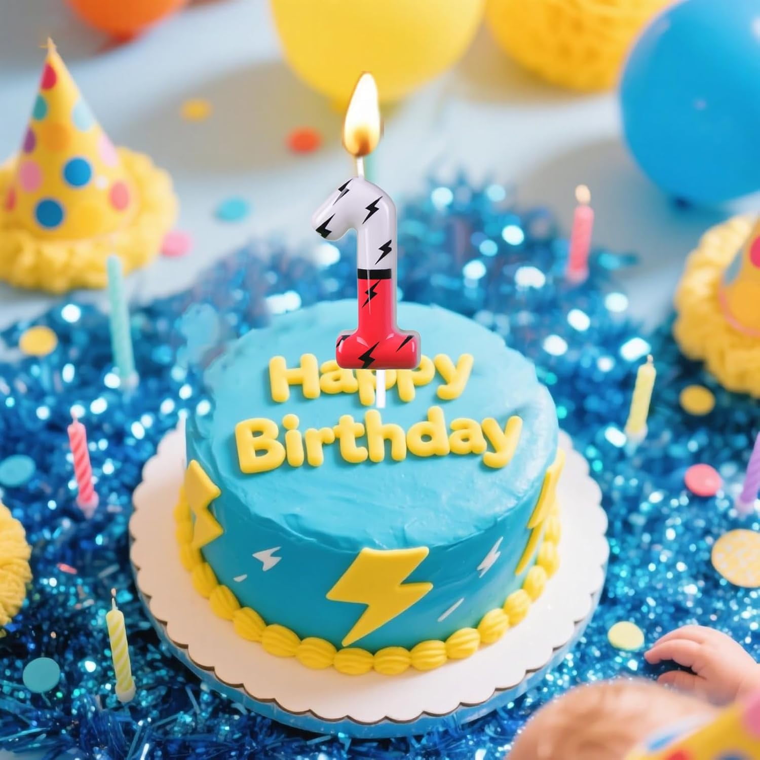 LIDUI-Lightning Print Red and White 10th Birthday Candles for Boys ...