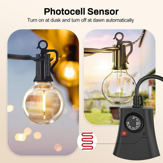LIDUI-Lights Plug Timer Outdoor, Dusk to Dawn Electrical Timer Switch ...