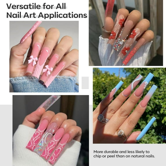 LIDUI-Long Square Nail Tips, 2XXL Straight No C Curve Half Cover Soft ...