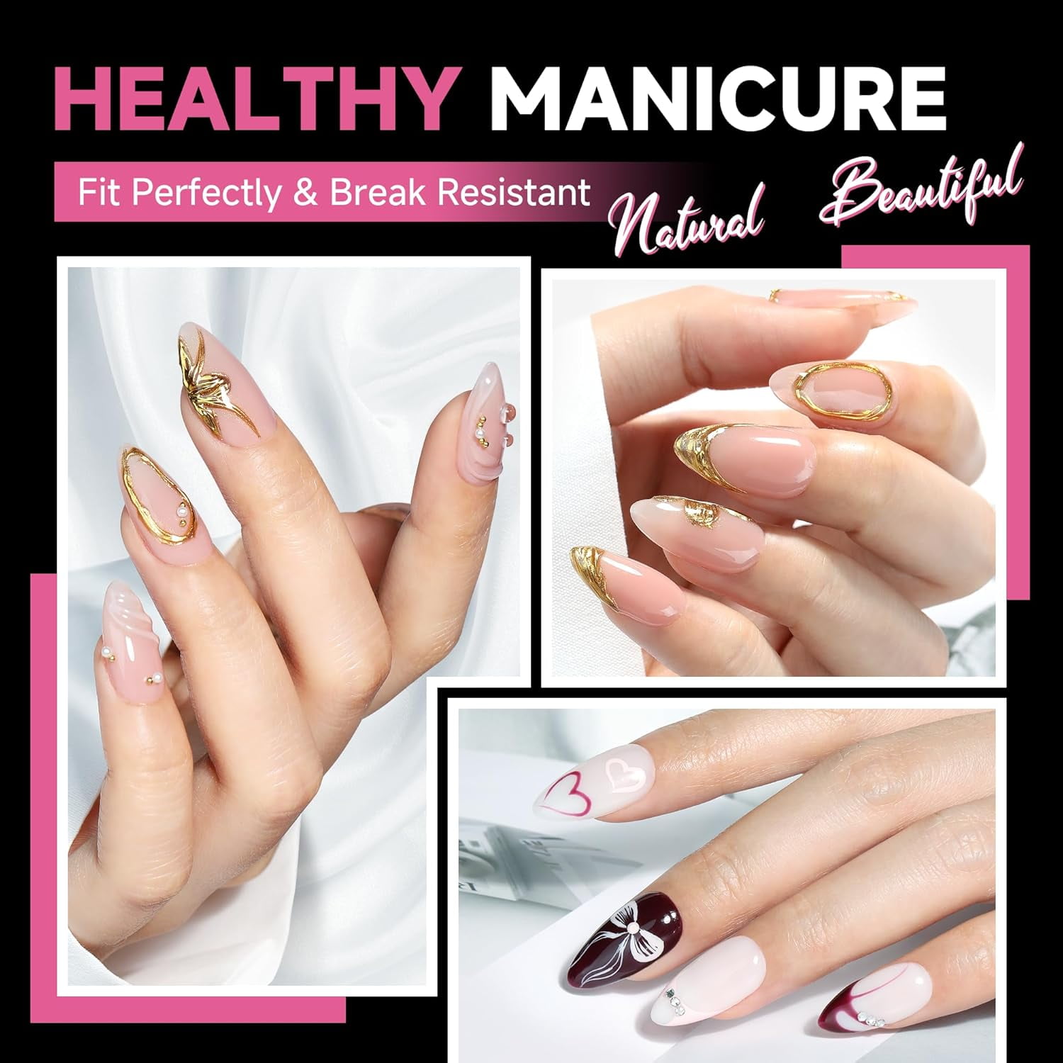 LIDUI-Medium Almond Nail Tips, 312pcs Almond Gel Nails Tips Shape Pre ...