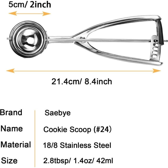 LIDUI-Medium Cookie Scoop, 2.8 Tbsp/ 1.4 OZ, 2 inch/ 5 CM Ball, 18/8 ...