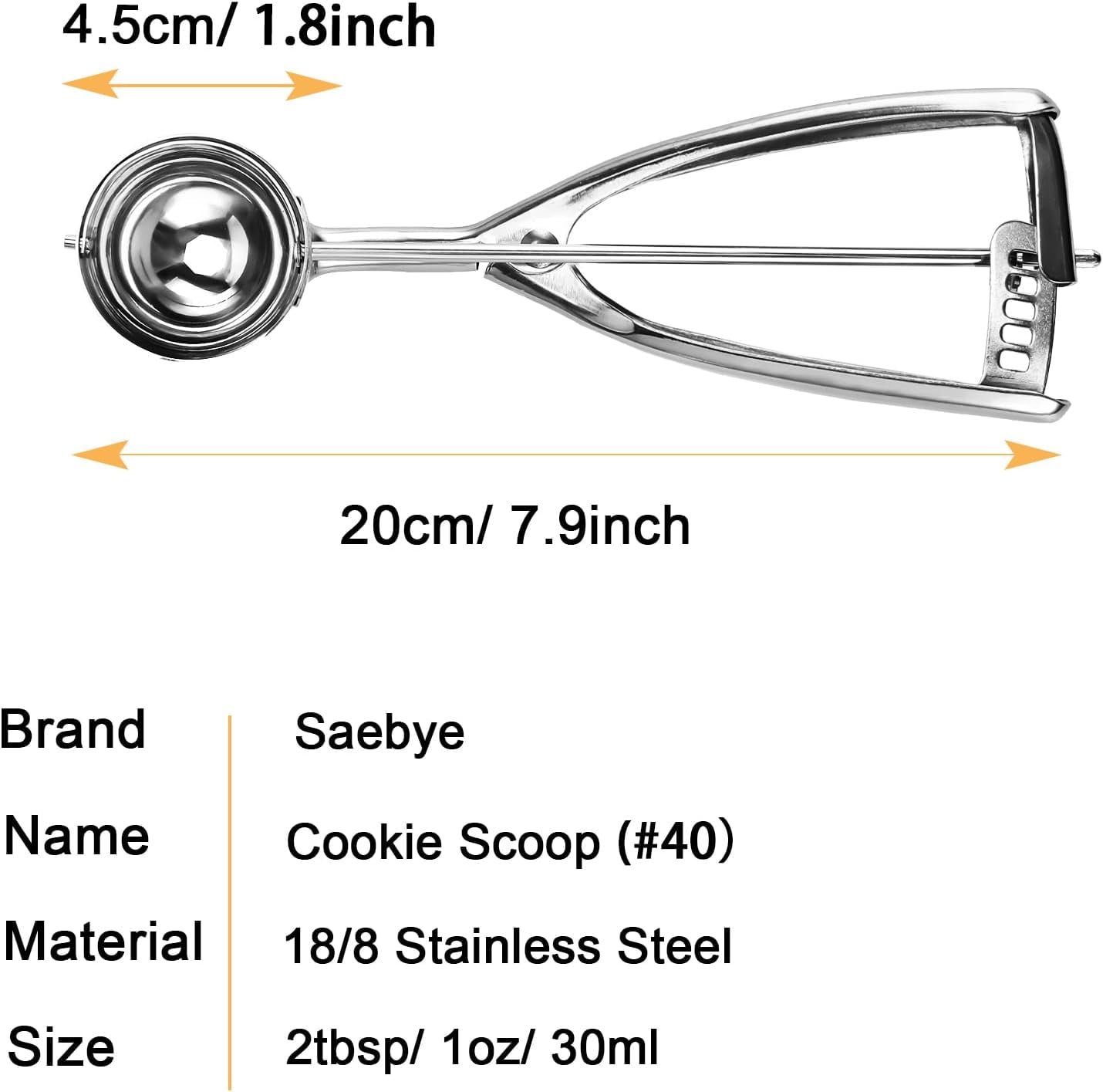LIDUI-Medium Cookie Scoop, 2 Tbsp / 30ml / 1 oz, Size #40 Cookie Dough ...