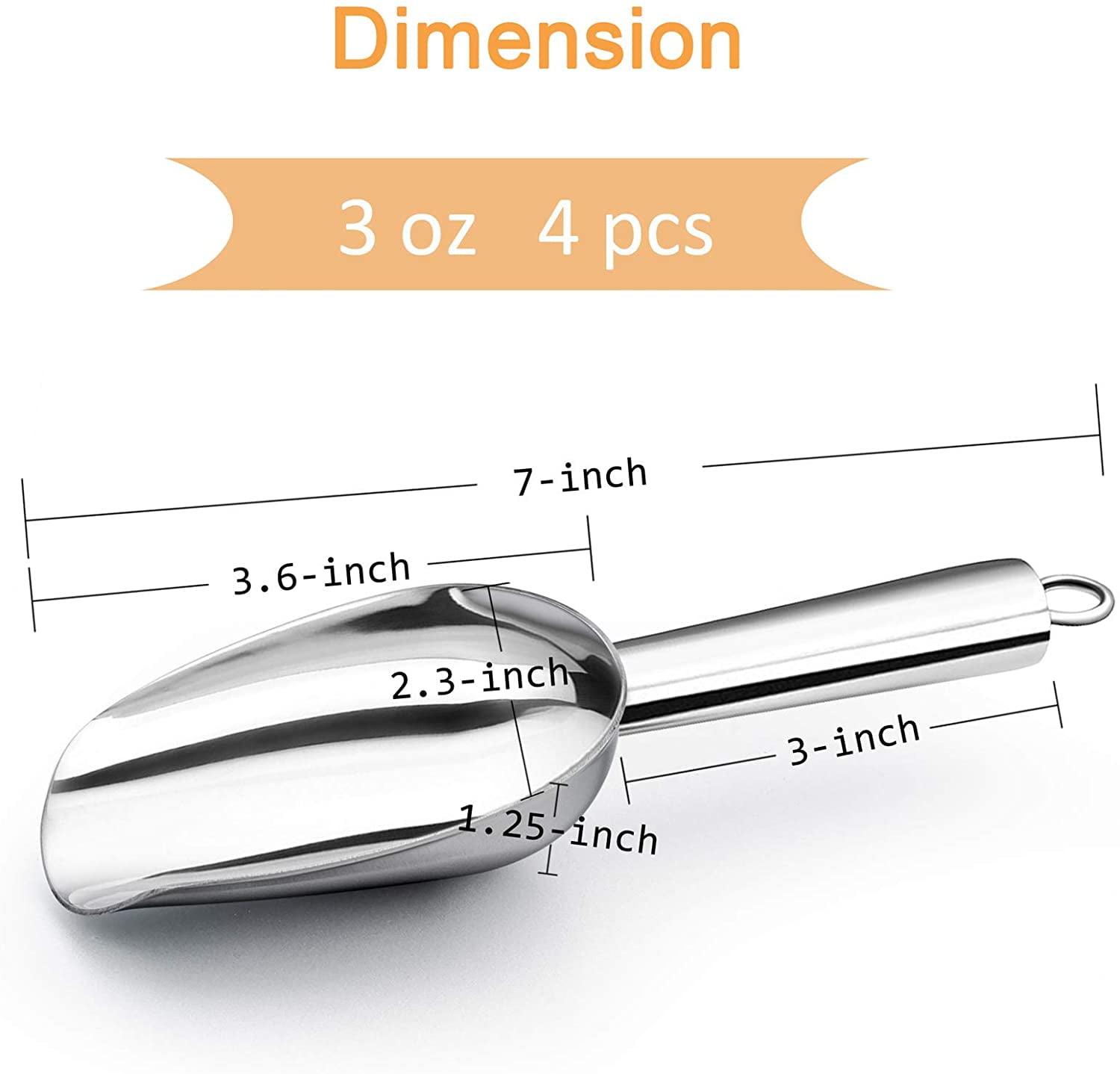 LIDUI-Mini Ice Scoop, 3oz Stainless Steel Canister Small Ice Candy ...