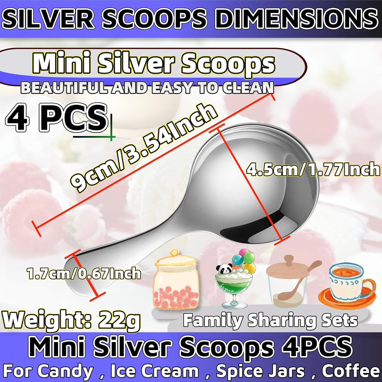 LIDUI-Mini Scoop Spoons 4PCSMini Scoops for Candy Small Scoops for ...