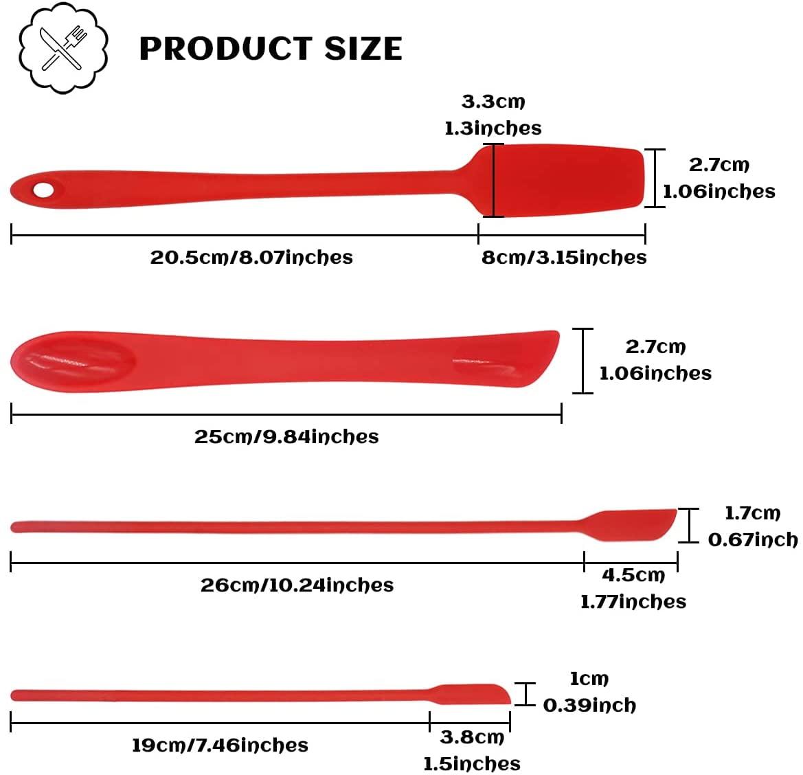 LIDUI-Mini Thin Silicone Slim Spatula Spoon Set,Small jar Long Handle ...