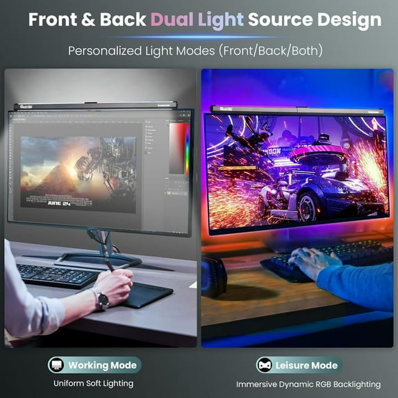 LIDUI-Monitor Light RGB Backlight, Eye-Care Computer Lights Bar Gaming ...